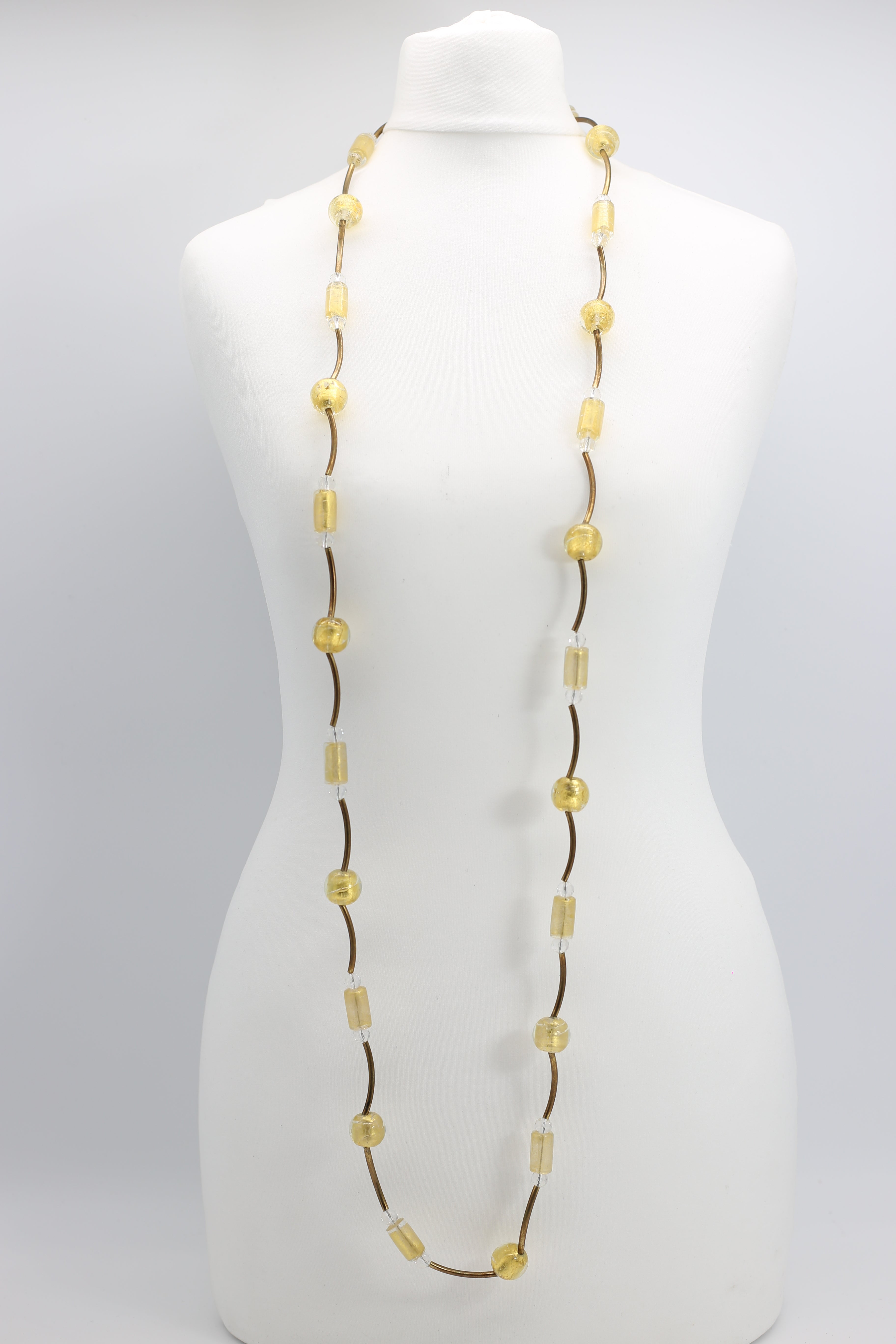 Vintage Gold Czech tubes and Balls with gold metal tubes necklace ...