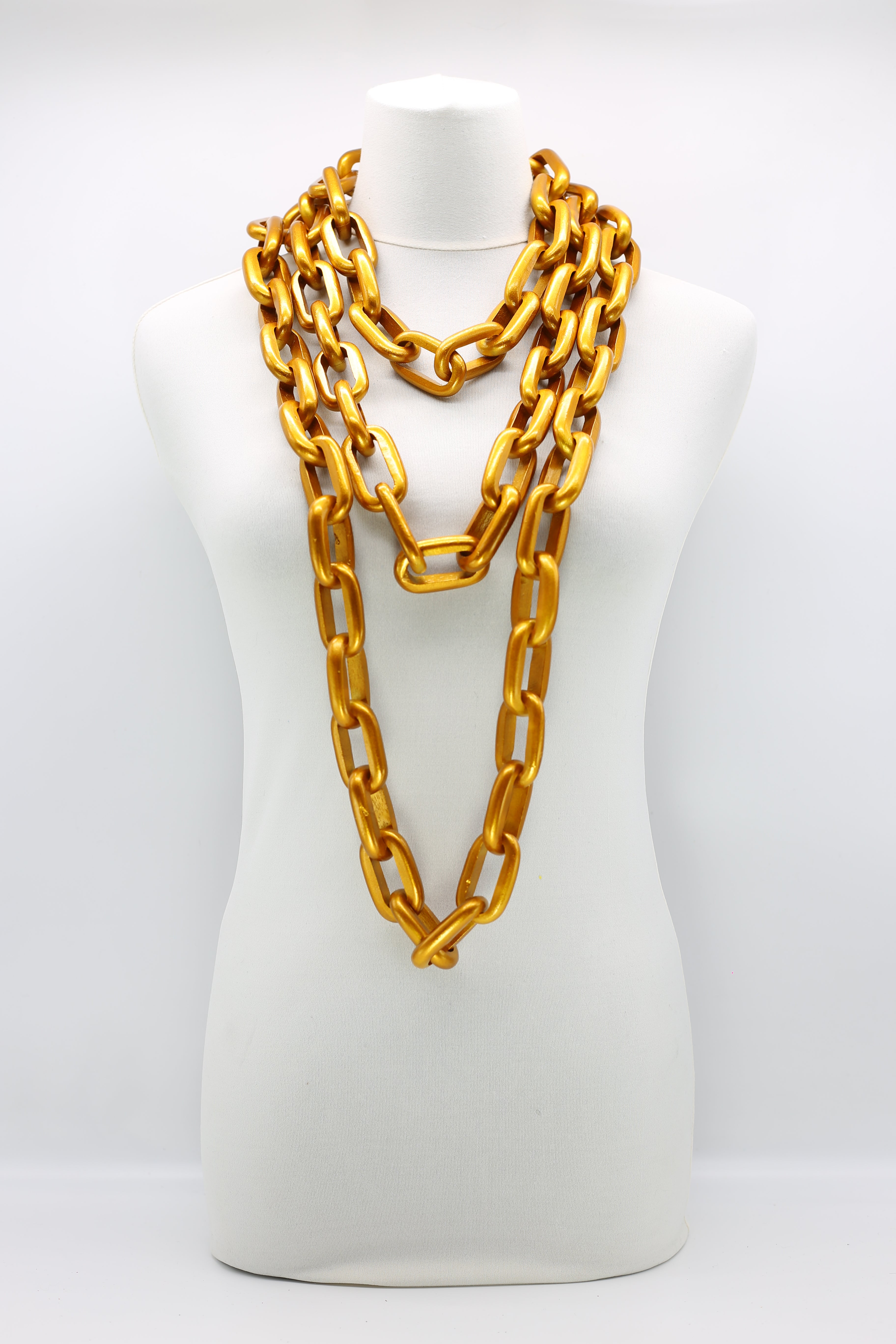 Rectangular Recycled Wooden Chain Necklace - Set – Jianhui London