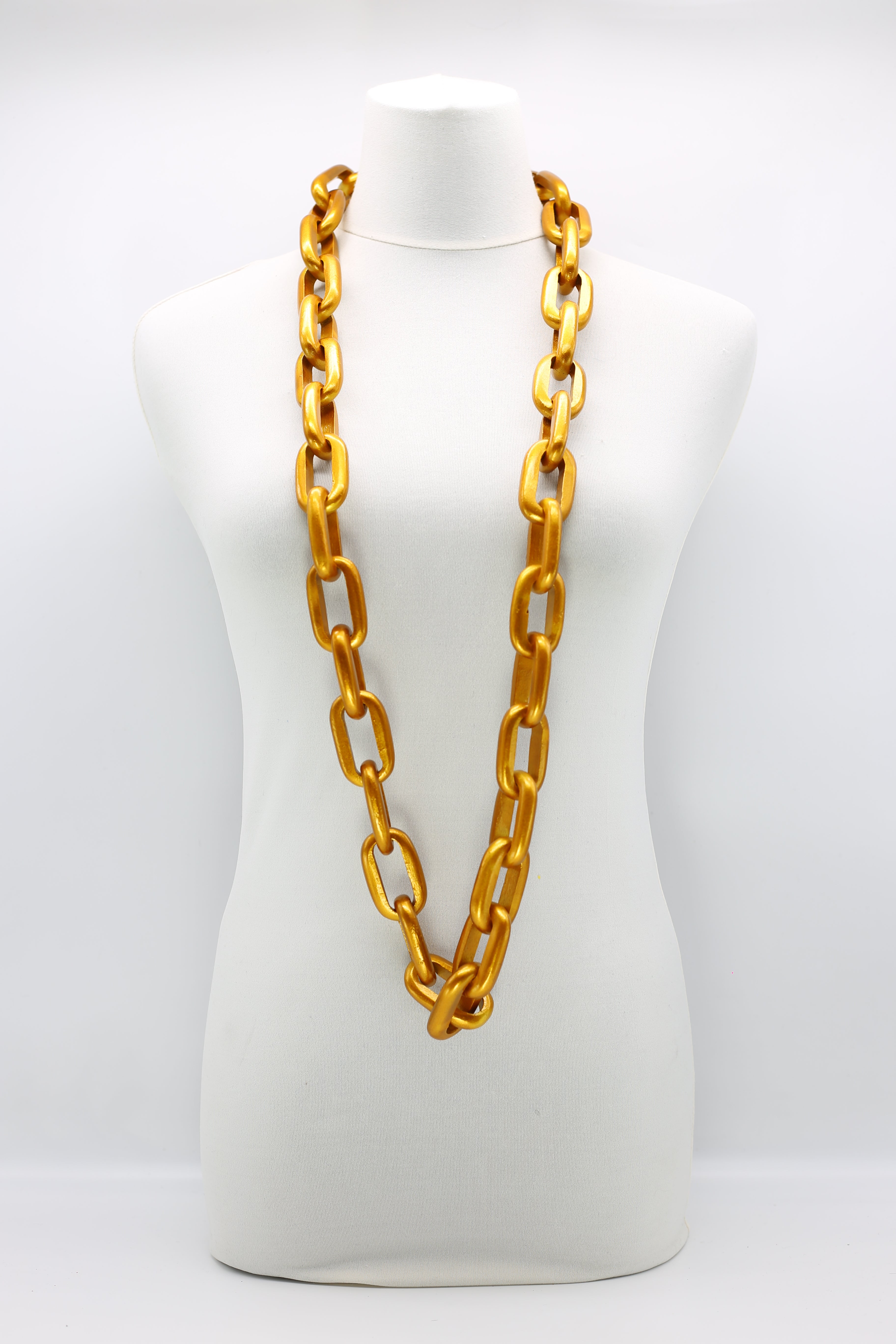 120cm Long Rectangular Recycled Wooden Chain Necklace – Jianhui London