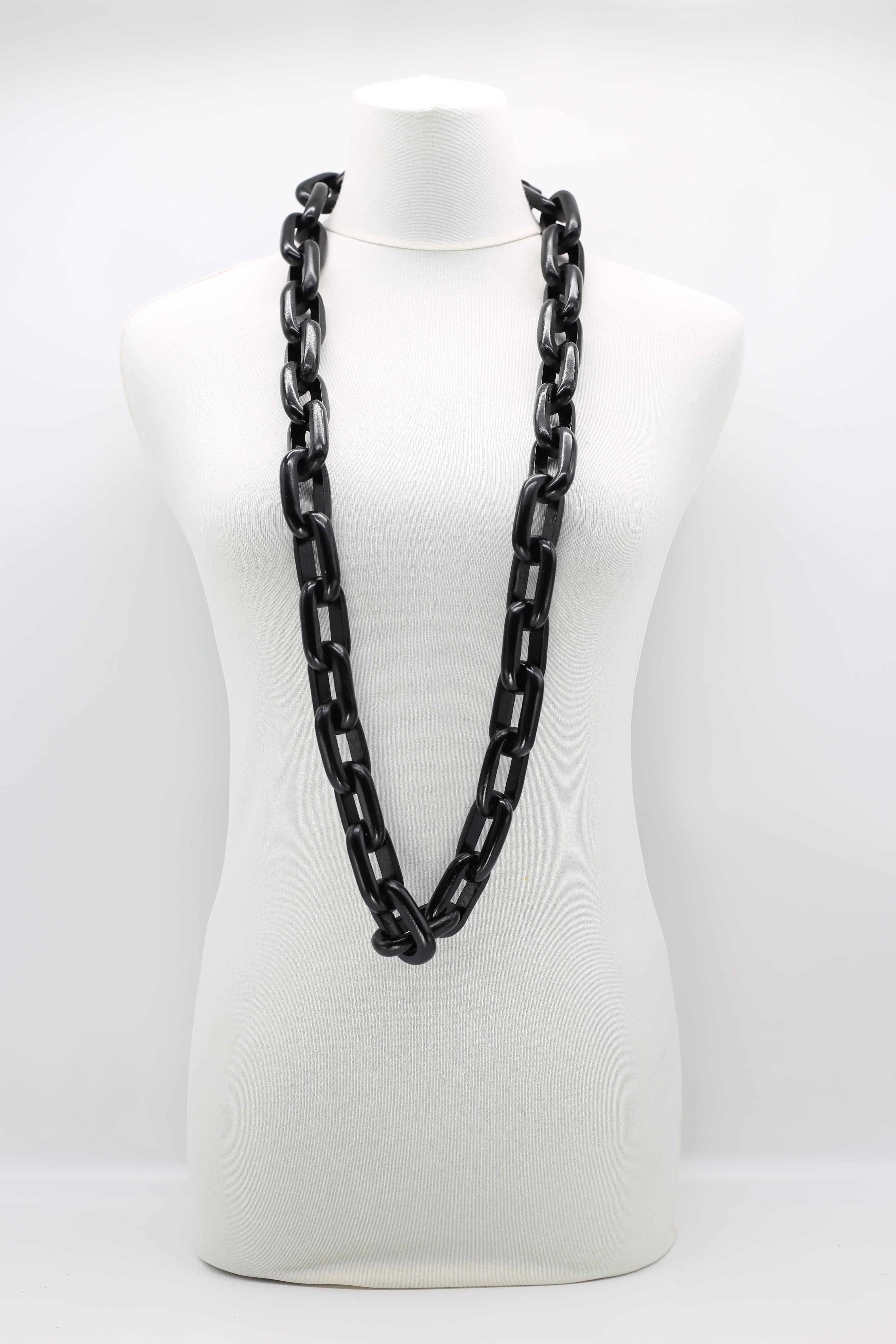 120cm Long Rectangular Recycled Wooden Chain Necklace – Jianhui London