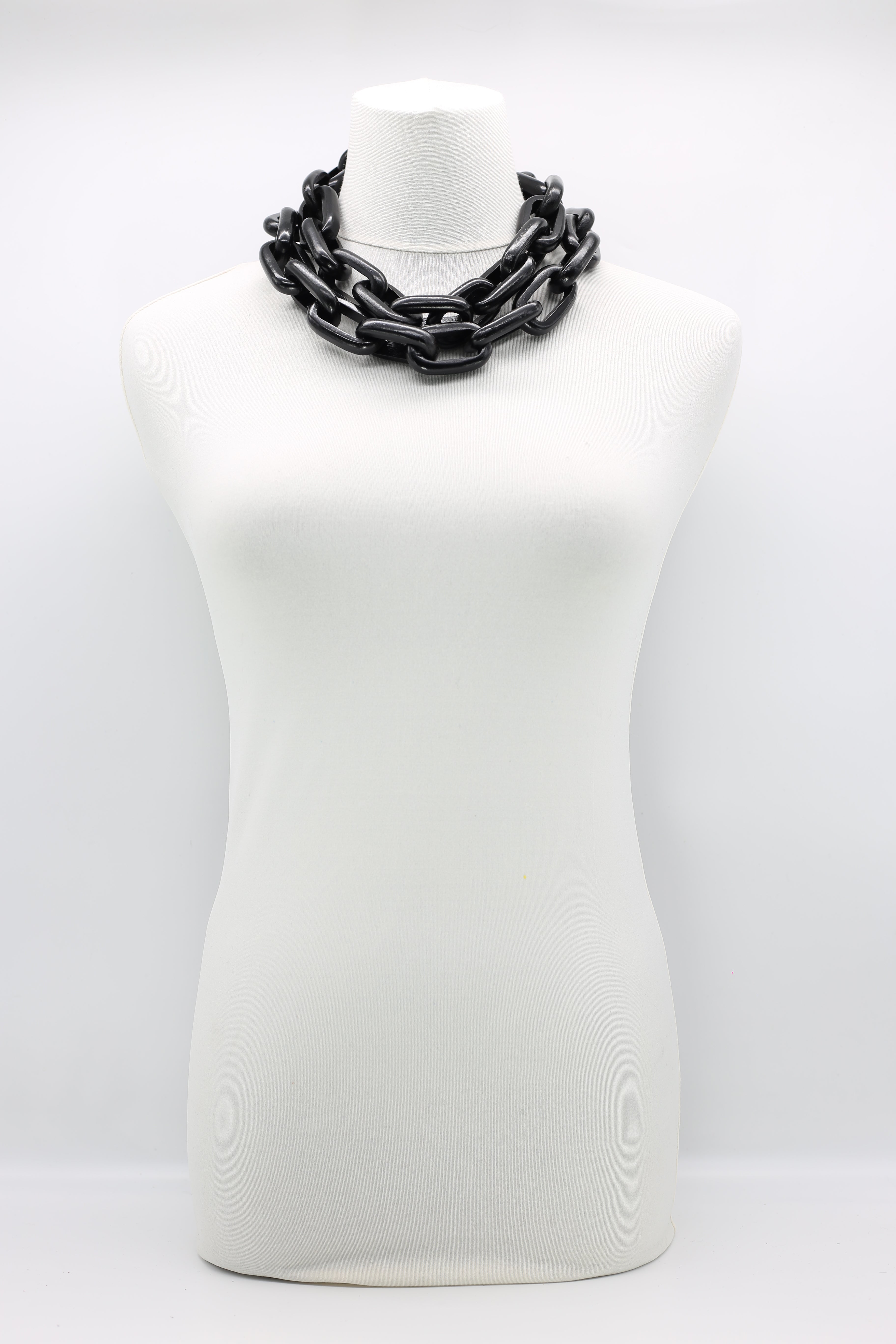 120cm Long Rectangular Recycled Wooden Chain Necklace – Jianhui London