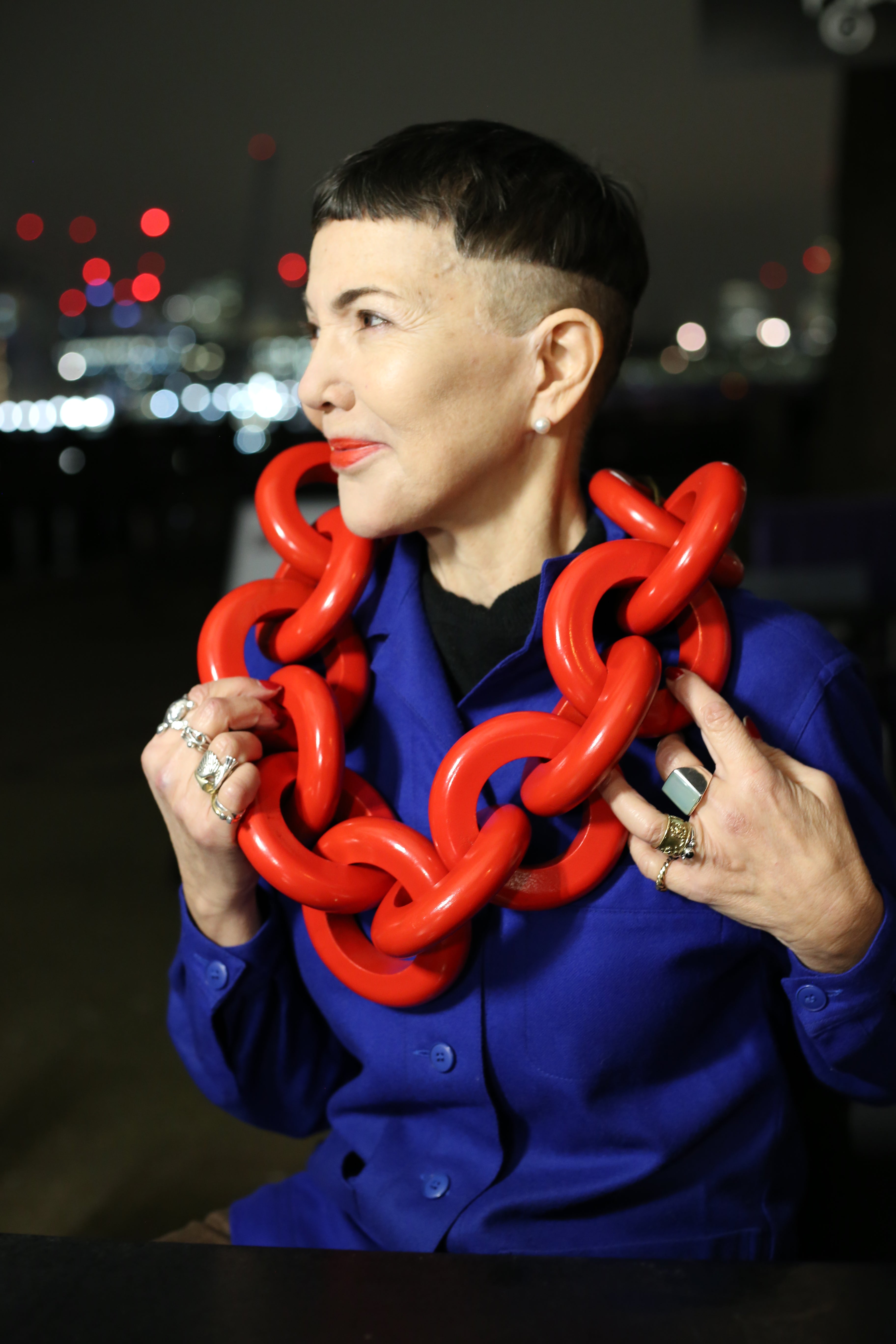 Hand painted gold recycled wooden ring chain necklace – Jianhui London