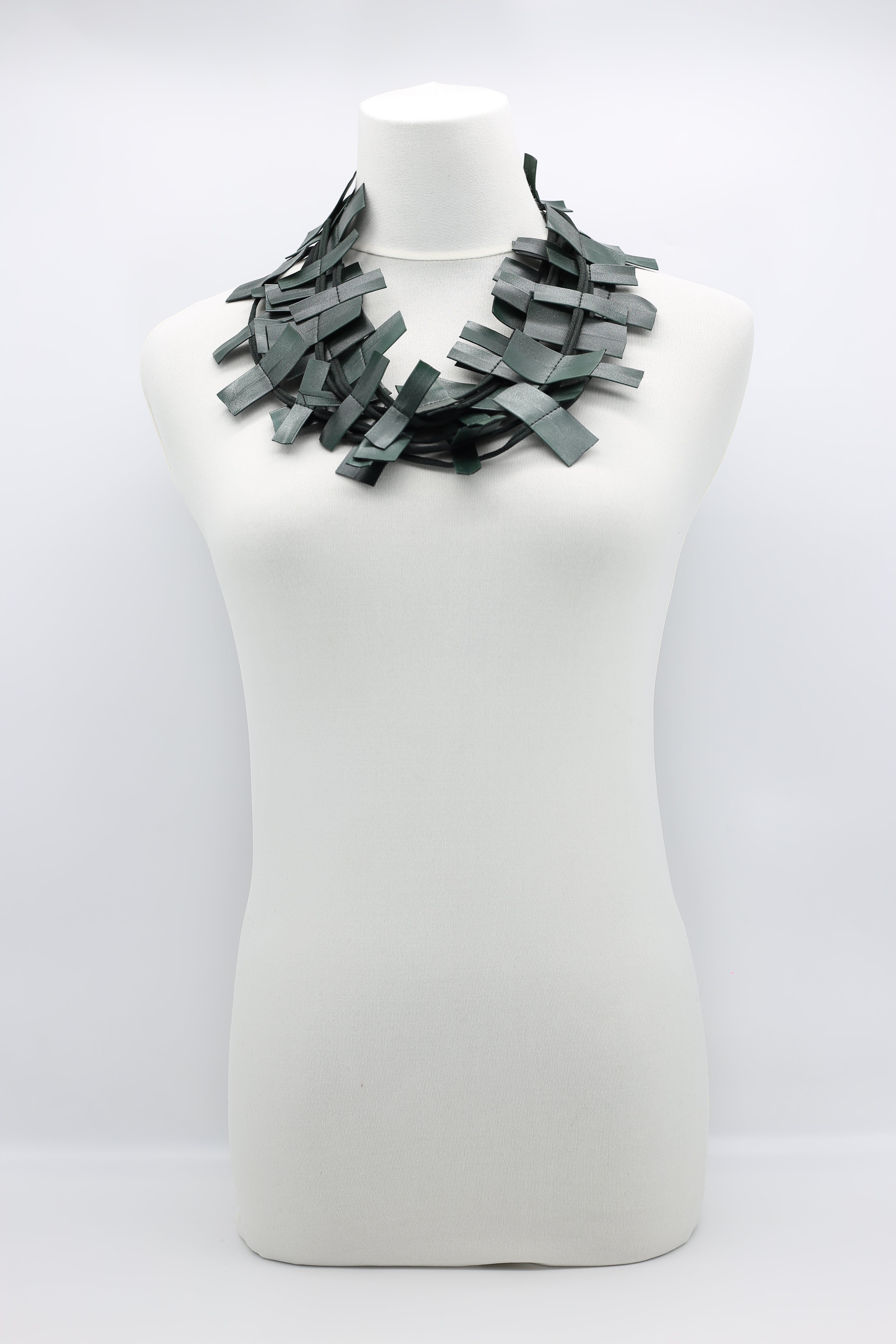 Recycled Leatherette Rectangles Necklace - Hand-painted – Jianhui London