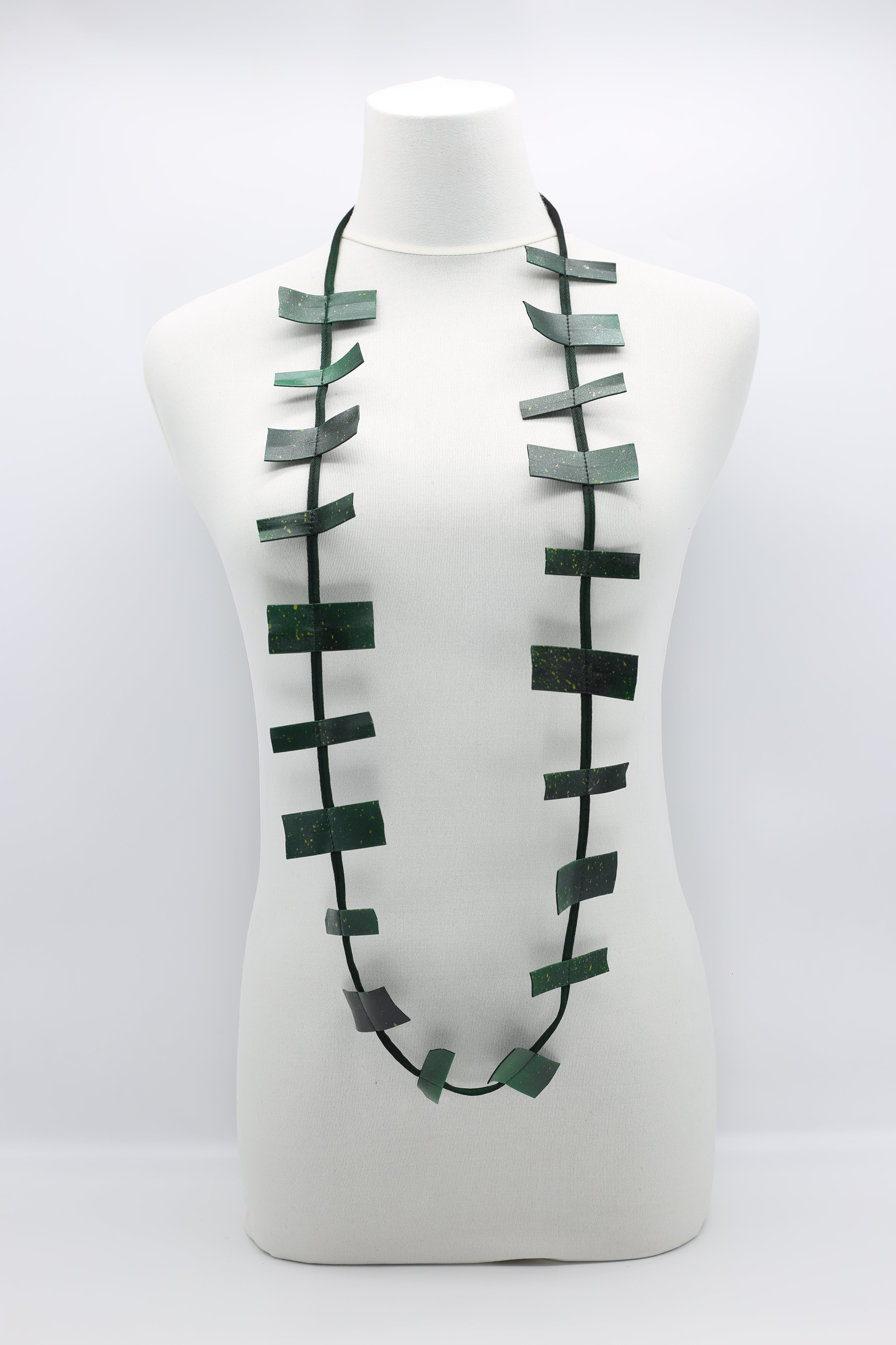 Recycled Leatherette Rectangles Necklace - Hand-painted – Jianhui London