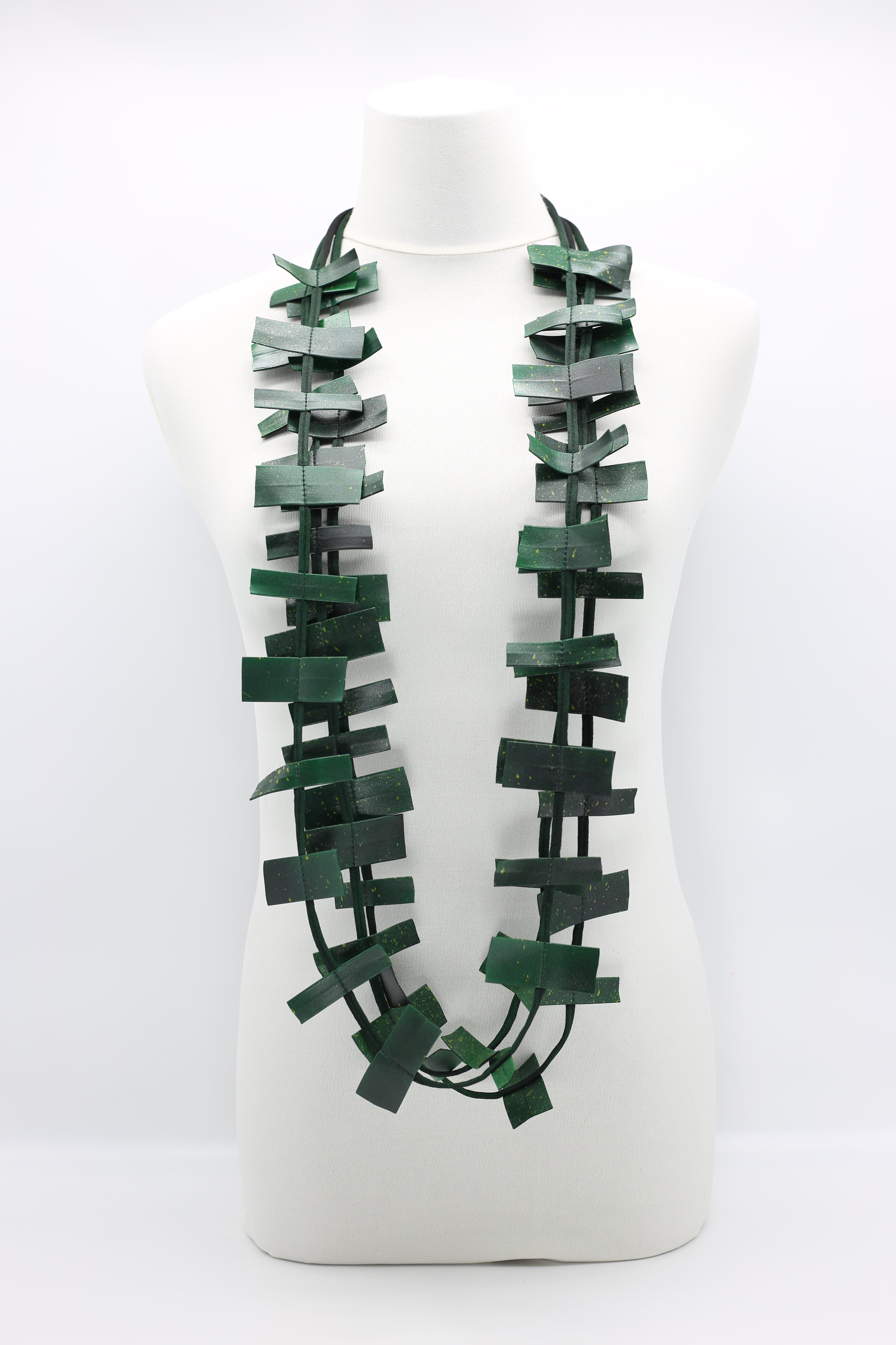 Recycled Leatherette Rectangles Necklace - Hand-painted – Jianhui London