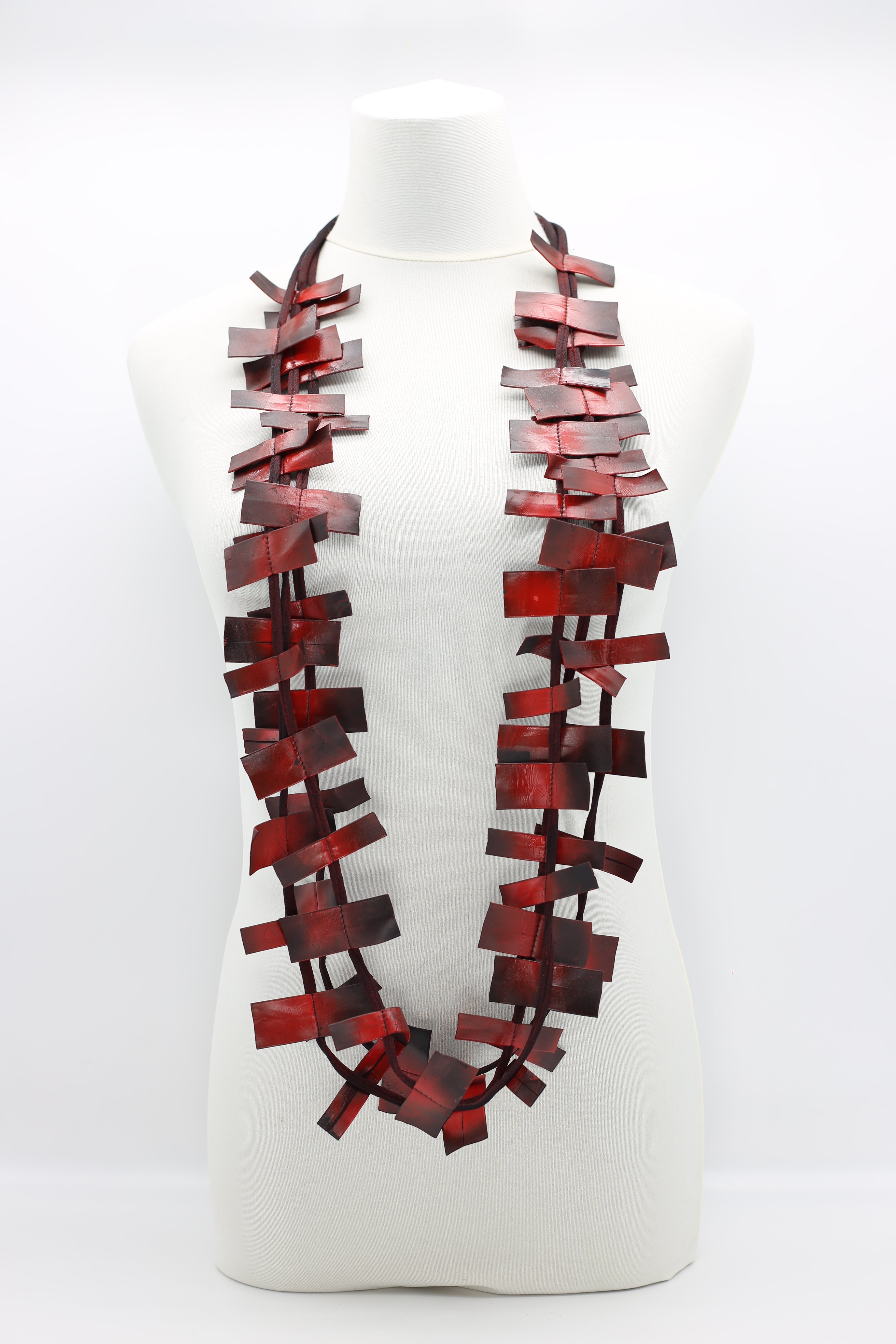 Recycled Leatherette Rectangles Necklace - Hand-painted – Jianhui London