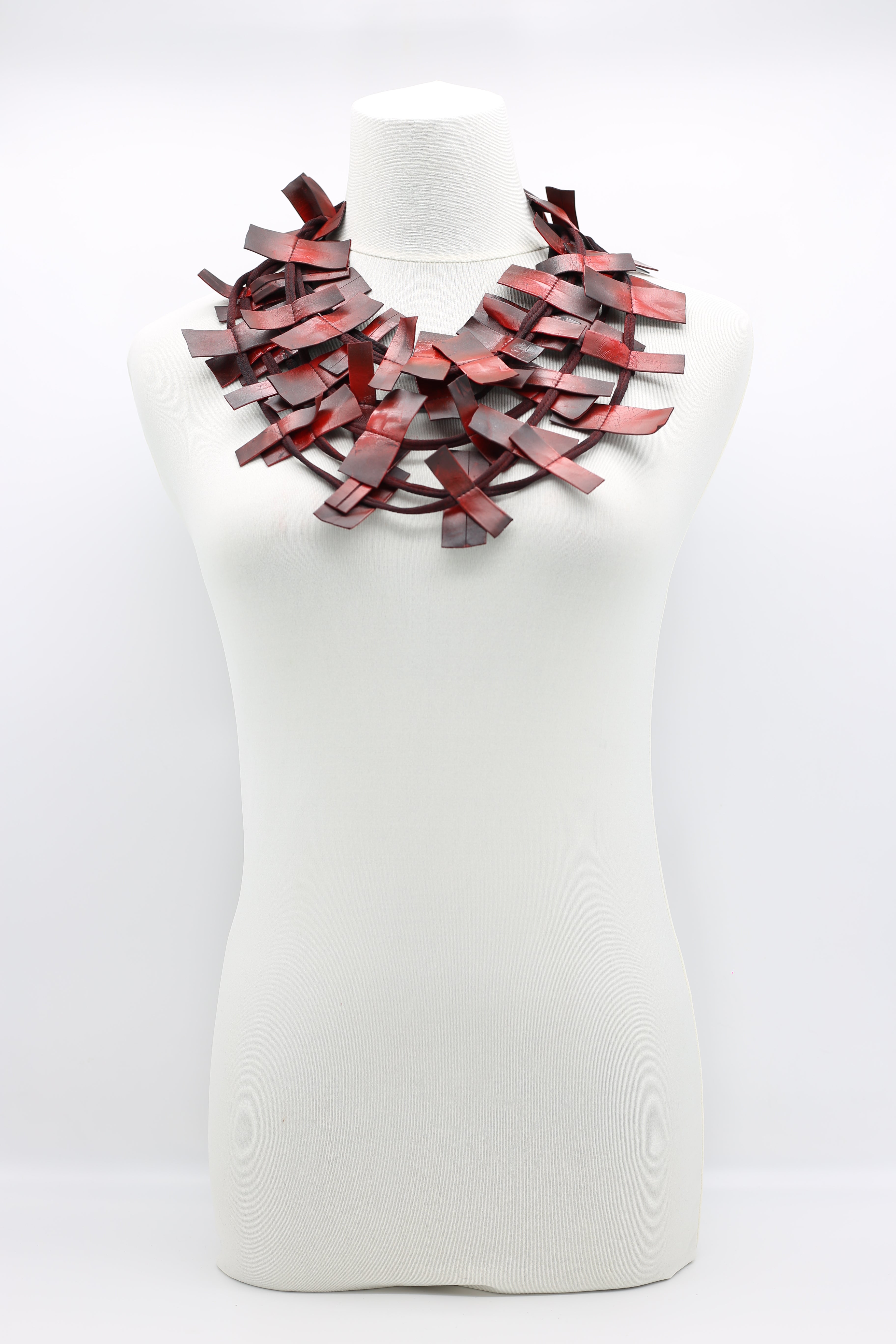 Recycled Leatherette Rectangles Necklace - Hand-painted – Jianhui London