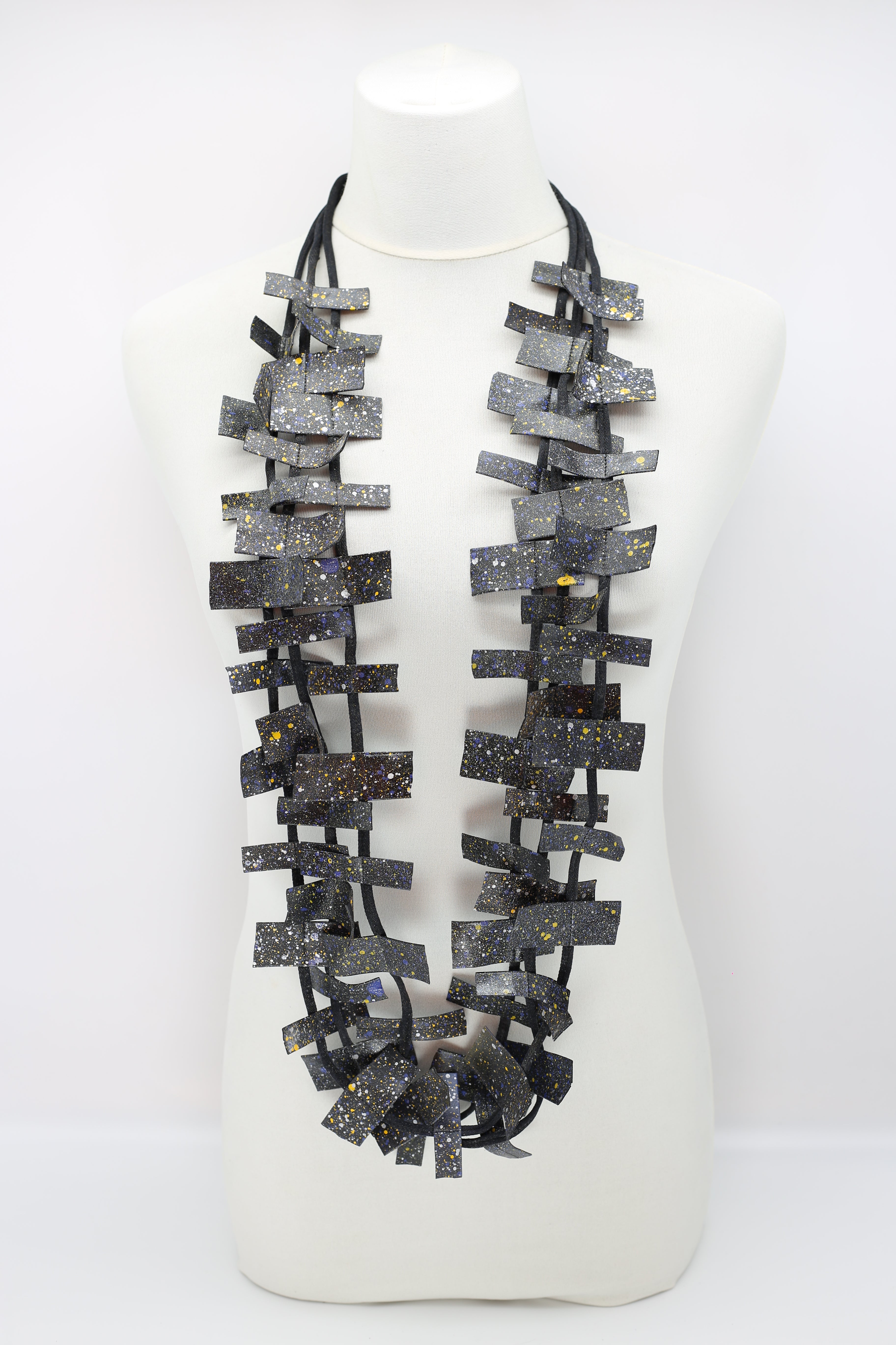 Recycled Leatherette Rectangles Necklace - Hand-painted – Jianhui London