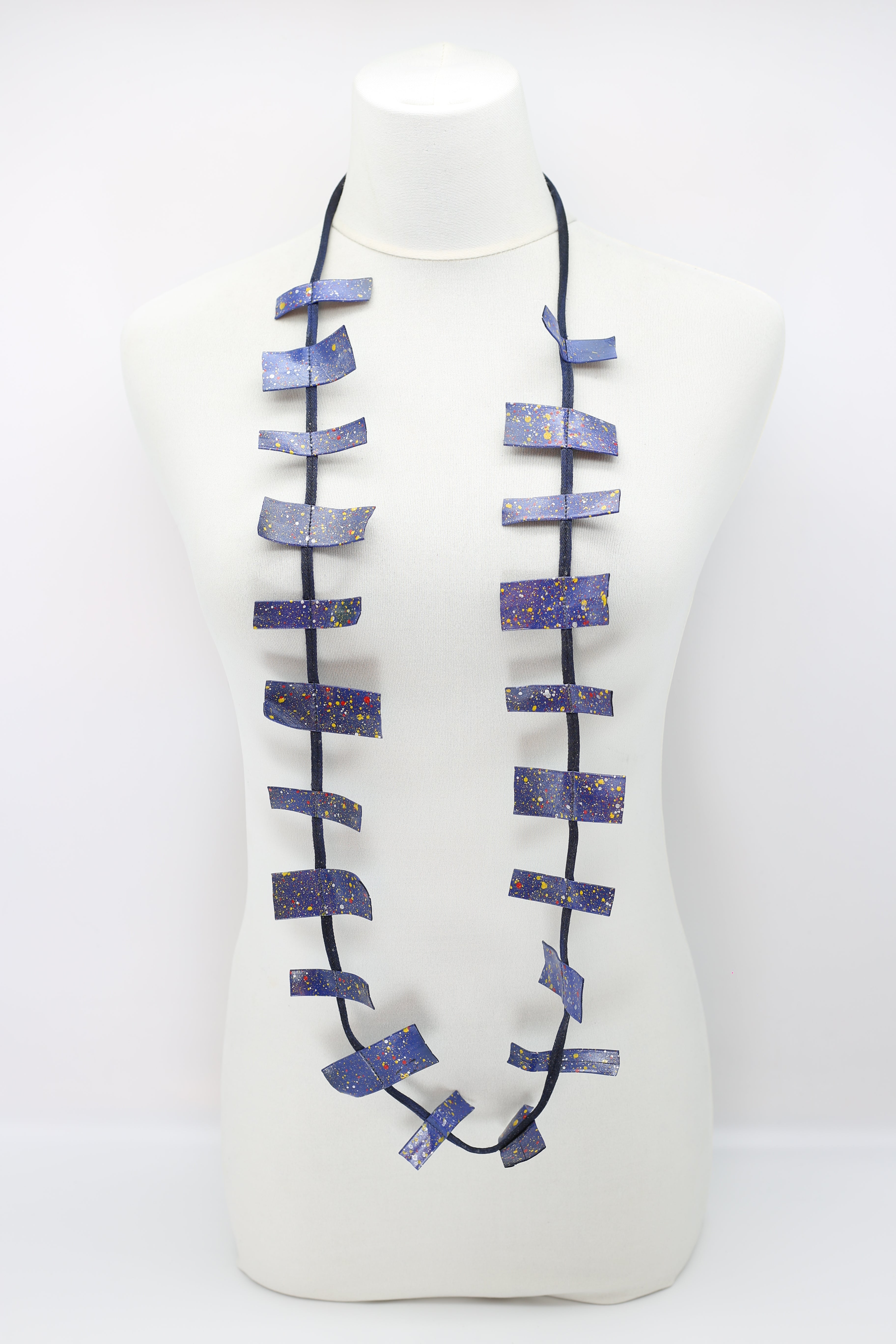 Recycled Leatherette Rectangles Necklace - Hand-painted – Jianhui London